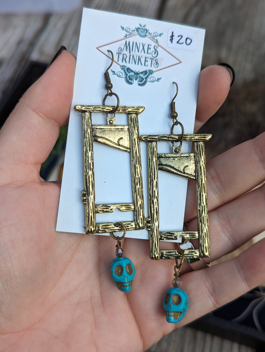 Sugar Skull Guillotine Earrings