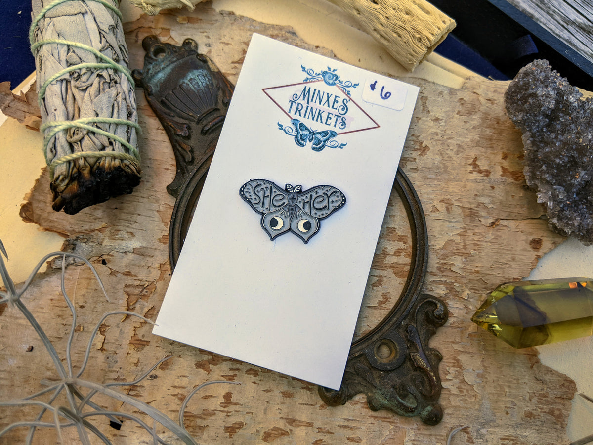 She / Her Pronoun Pin - Moth / Butterfly