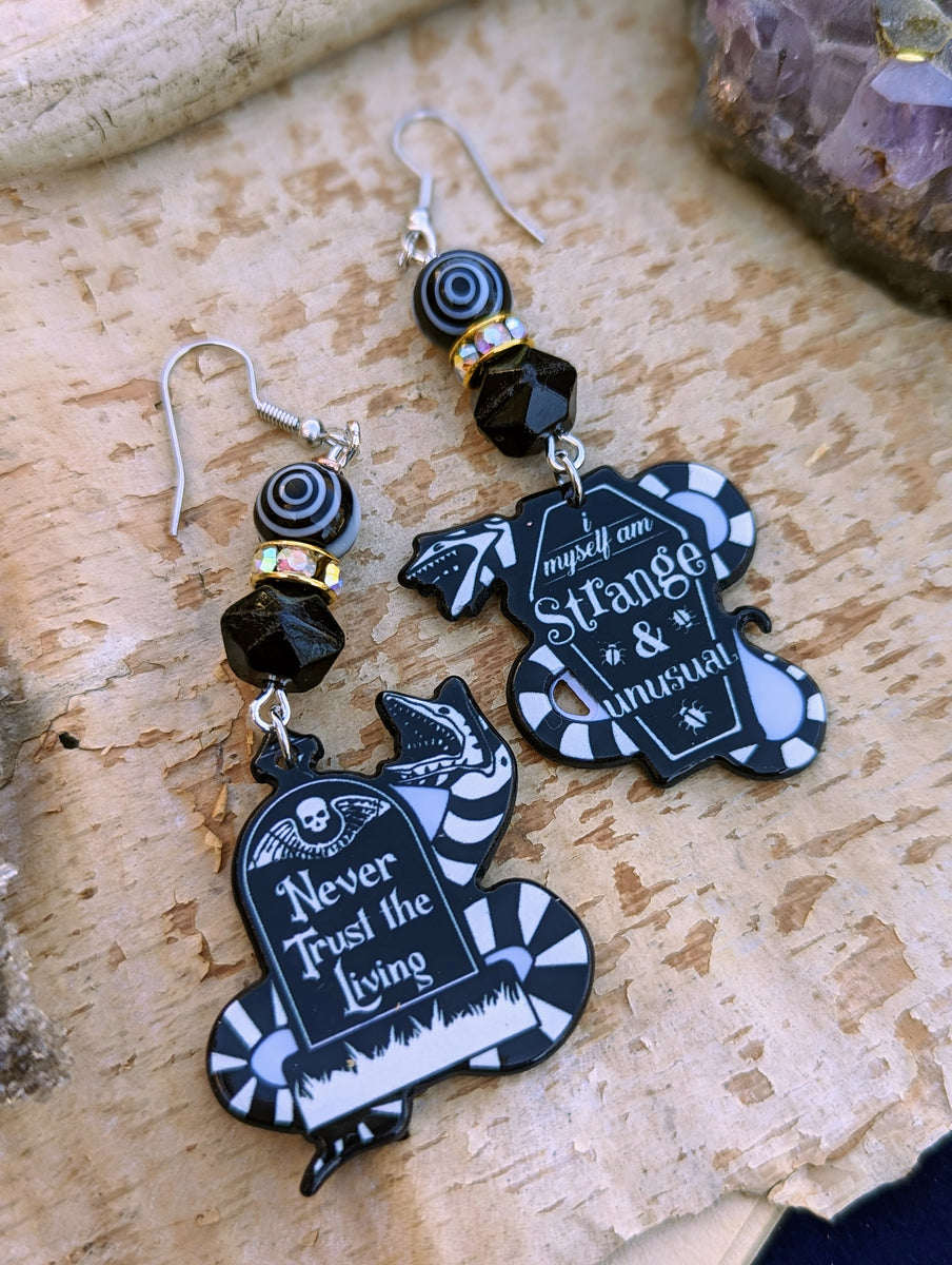 Asymmetrical Beetlejuice Sandworm Earrings